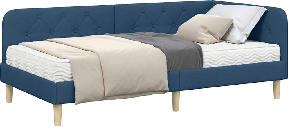 Rohový rám postele Modrá 100 x 200 cm textil 3394132