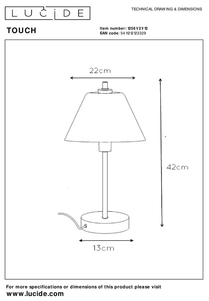 Lucide 12561/21/12 stolní lampa Touch, saténový chrom, E14, 42cm