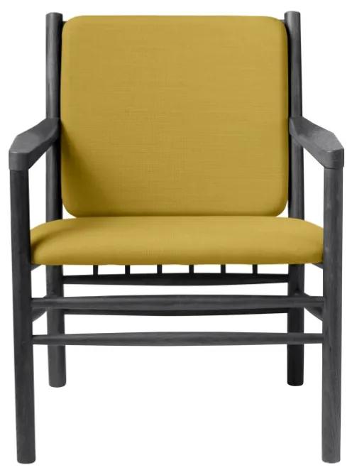 Židle J147 z dubového masivu - textilní potah barva potahu:: žlutá, Barva rámu:: černý dub