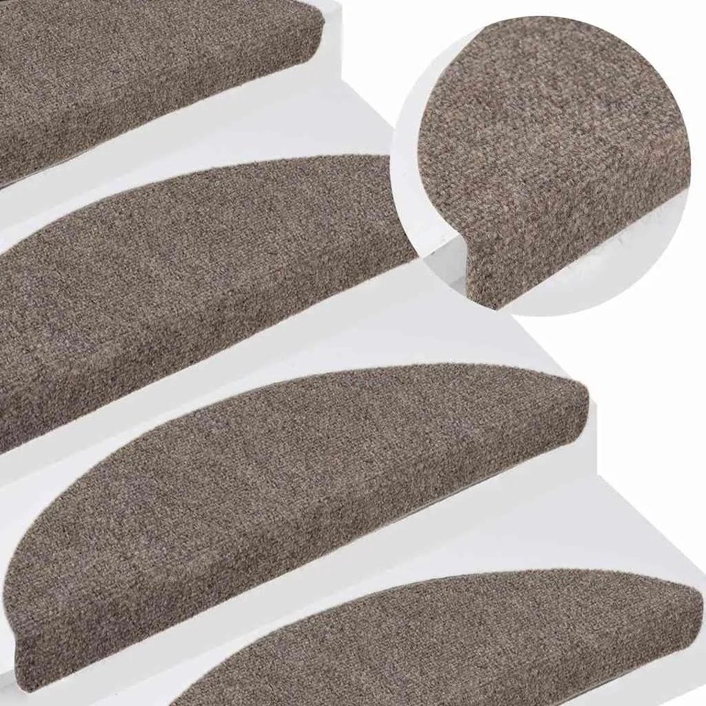 Schodové rohože samolepicí 10 ks 56 x 17 x 3 cm béžové půlkulaté 149693