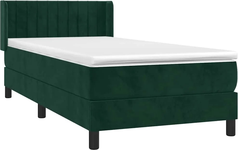Box spring postel s matrací tmavě zelená 90x190 cm samet 3131054