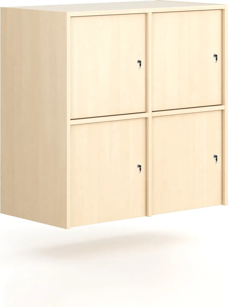 Nástavba pro skříně FRAME, 4x dveře, 872 x 450 x 854 mm, cylindrický zámek, bříza