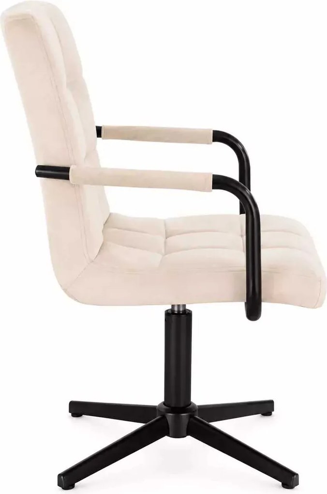 LuxuryForm DESIGN Otočná židle VERONA BLACK VELUR na černém kříži - krémová