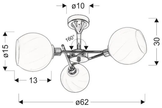 Lustr na tyči RAUL 3xE14/40W/230V