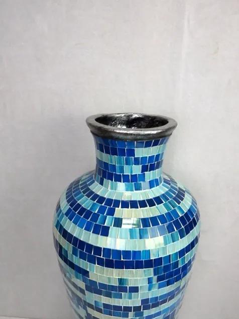 Váza podlahová MOSAIKA modrá, 80 cm, ruční práce