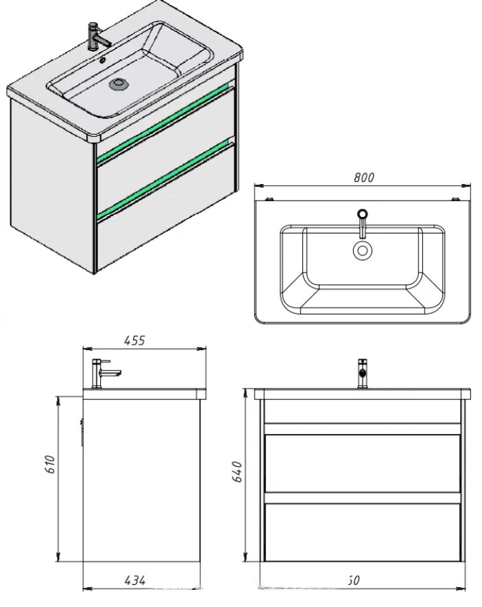 Lavedo Luton II. 80 White koupelnová skříňka s umyvadlem