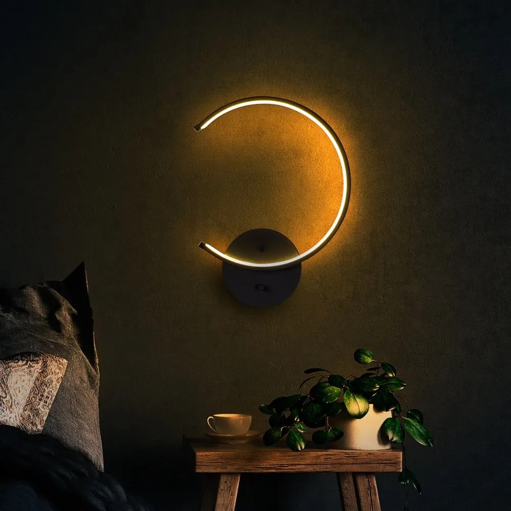 Černé LED nástěnné svítidlo ø 10 cm Moon – Opviq lights