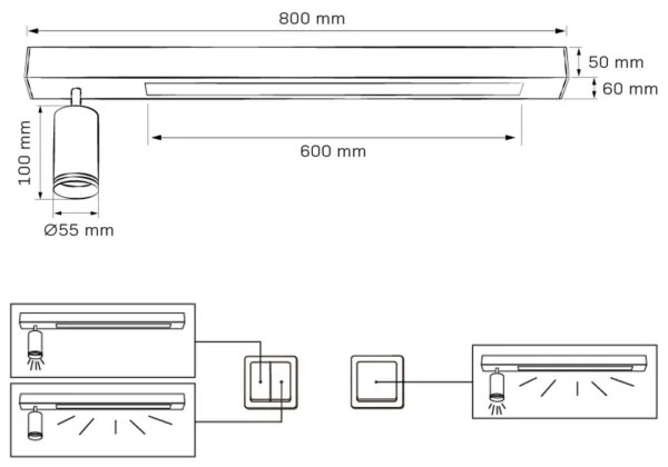 LED Stropní svítidlo PARIS LED/24W/230V + 1xGU10/10W černá