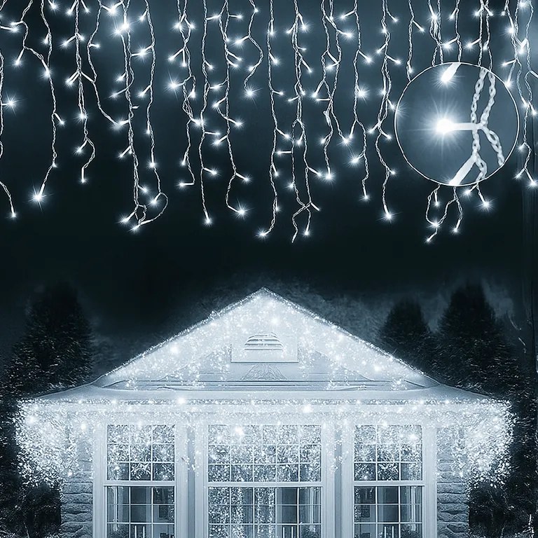 Vánoční světýlka LED záclona FLASH studená bílá 500 LED