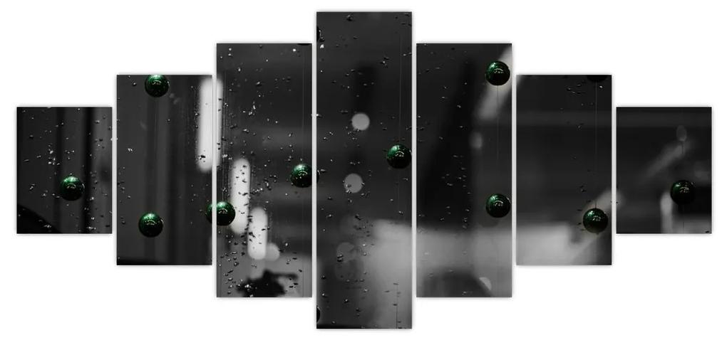 Abstraktní obraz - zelené kuličky (210x100 cm)