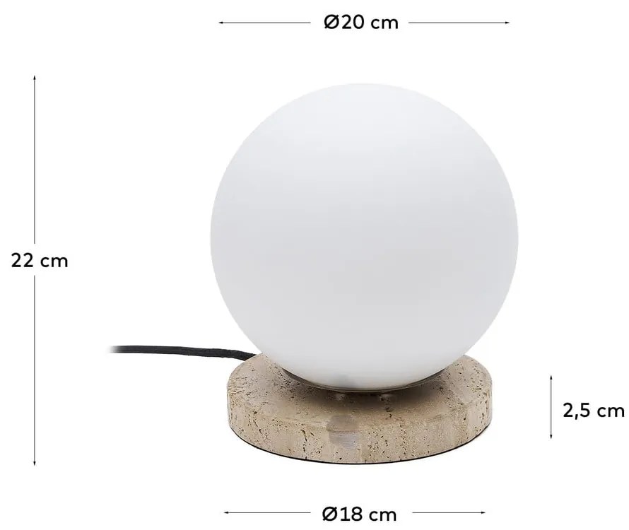 Bílá stolní lampa se skleněným stínidlem (výška 22 cm) Malachi – Kave Home