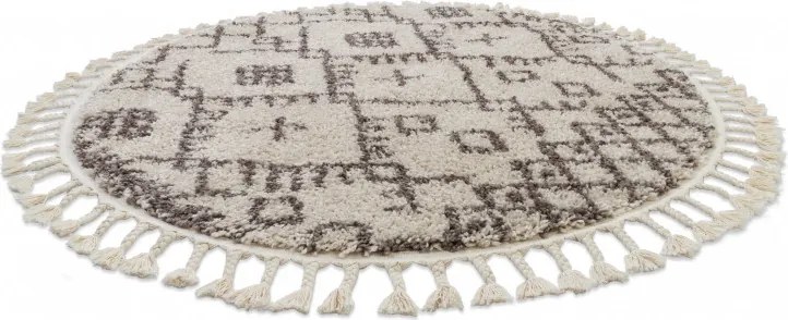 Dywany Łuszczów, Kusový koberec Berber Tanger B5940 cream and brown kruh, 160x160 (průměr) kruh, hnědá, obývací pokoj