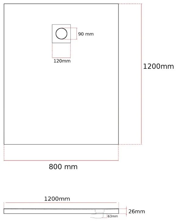Gamma Erga Oldaf, SMC obdélníková sprchová vanička 120 x 80 cm, černá matná, ERG-GMA-OL-80120BK