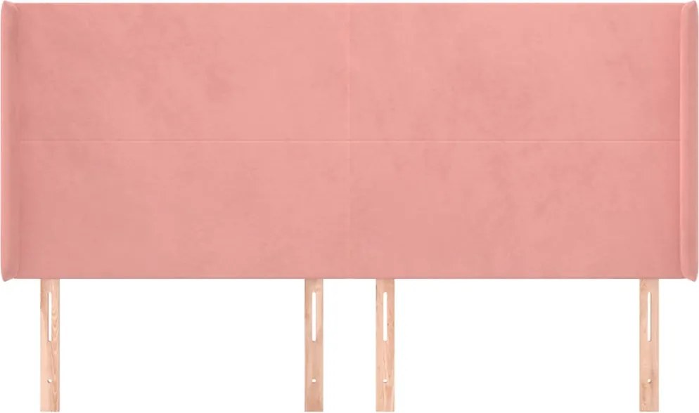 Čelo postele typu ušák růžové 183x16x118/128 cm samet 3119365
