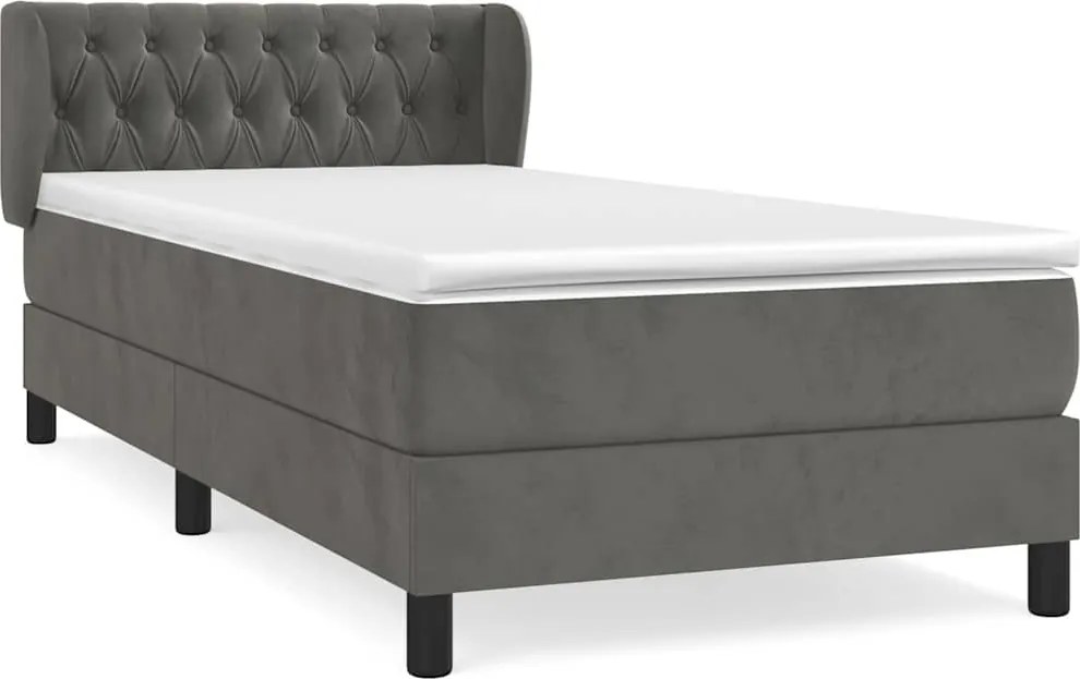 Box spring postel s matrací tmavě šedá 90x190 cm samet 3127644
