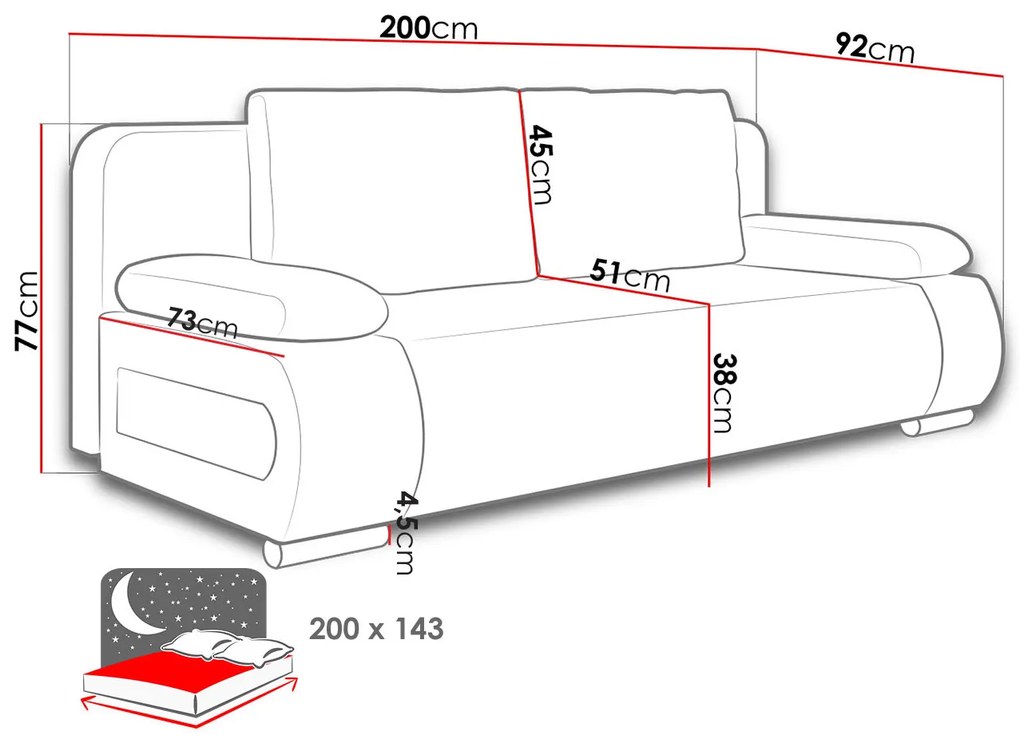 Rozkládací pohovka LENKE - modrá 2