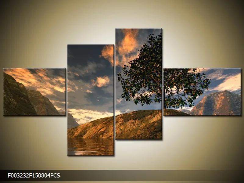Obraz na plátně Strom na kopečku, 4 dílný 150x80cm 2367 Kč