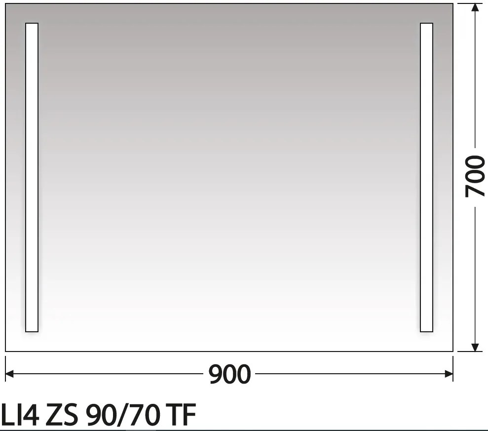 INTEDOOR zrcadlo s LED osvětlením LI4 ZS 90/70 TF