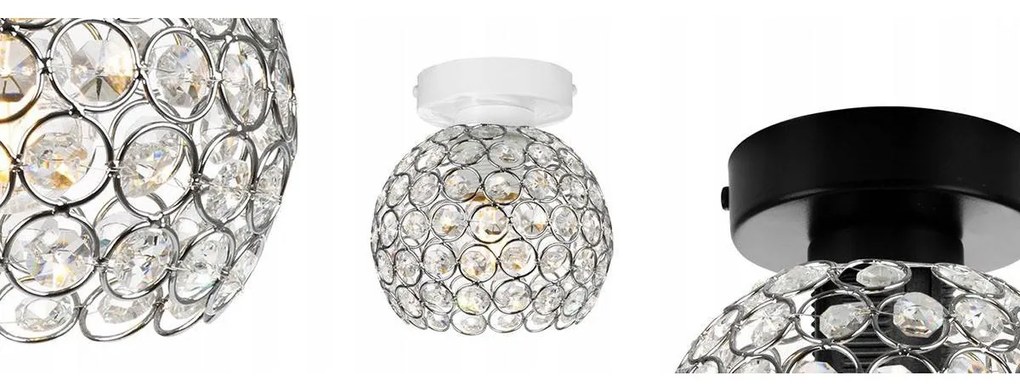 Stropní svítidlo Crystal, 1x stříbrné křišťálové stínítko, (výběr ze 2 barev konstrukce)