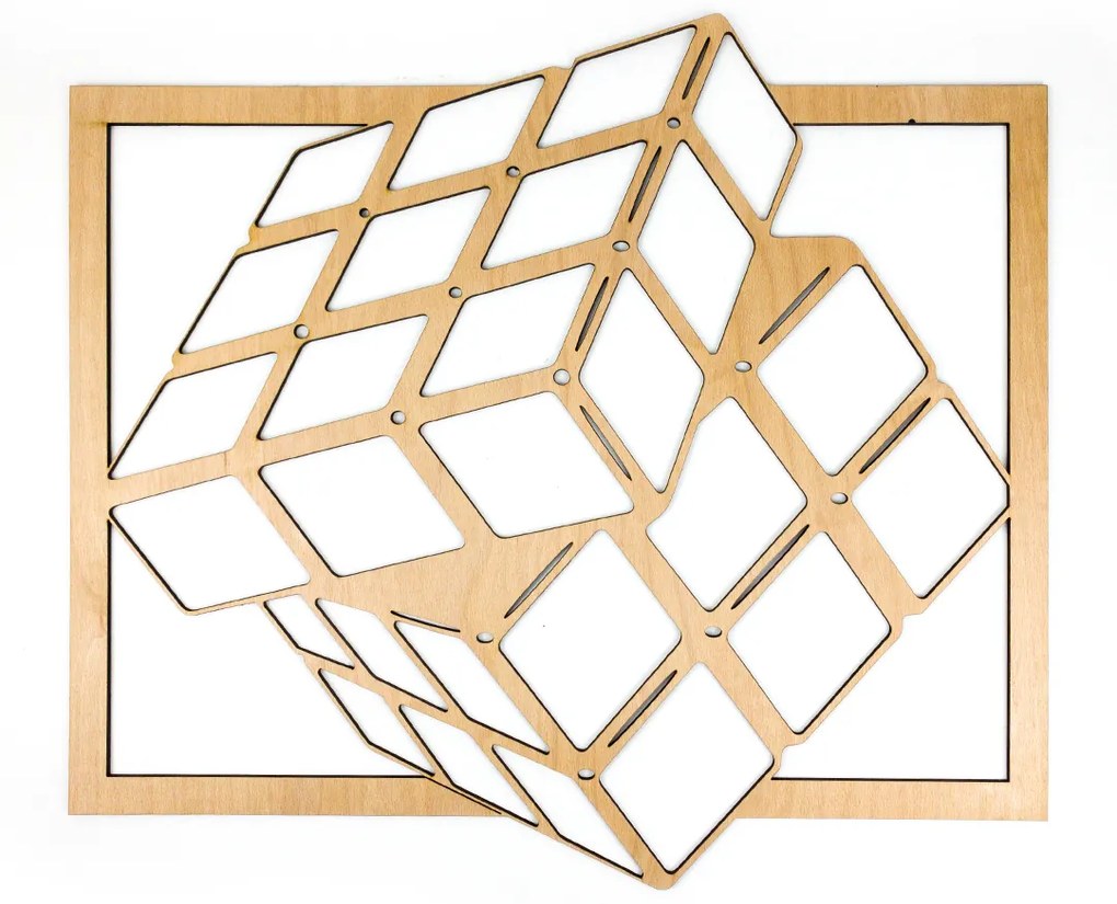 Živá Zeď Dřevěná nástěnná dekorace Rubikova kostka