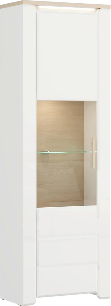 XXXLutz VITRÍNA, bílá, dub bianco, 64/193.5/35.5 cm Carryhome - Kredence a vitríny - 000834018108