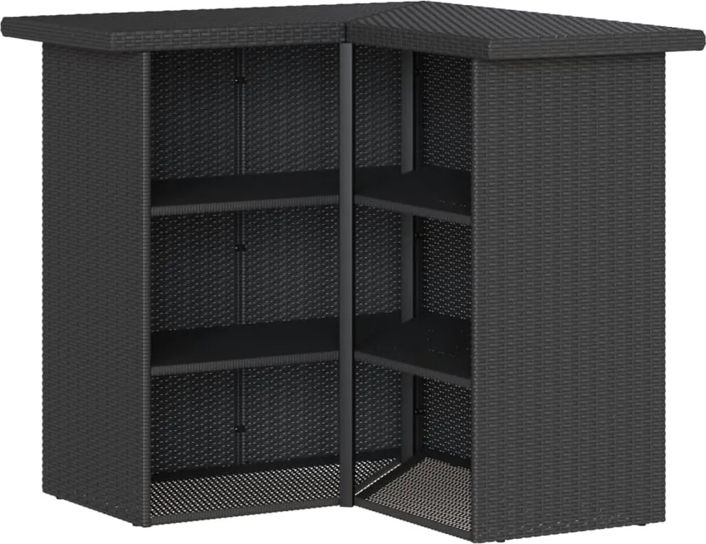 3dílný zahradní barový set s poduškami černý polyratan 3261502