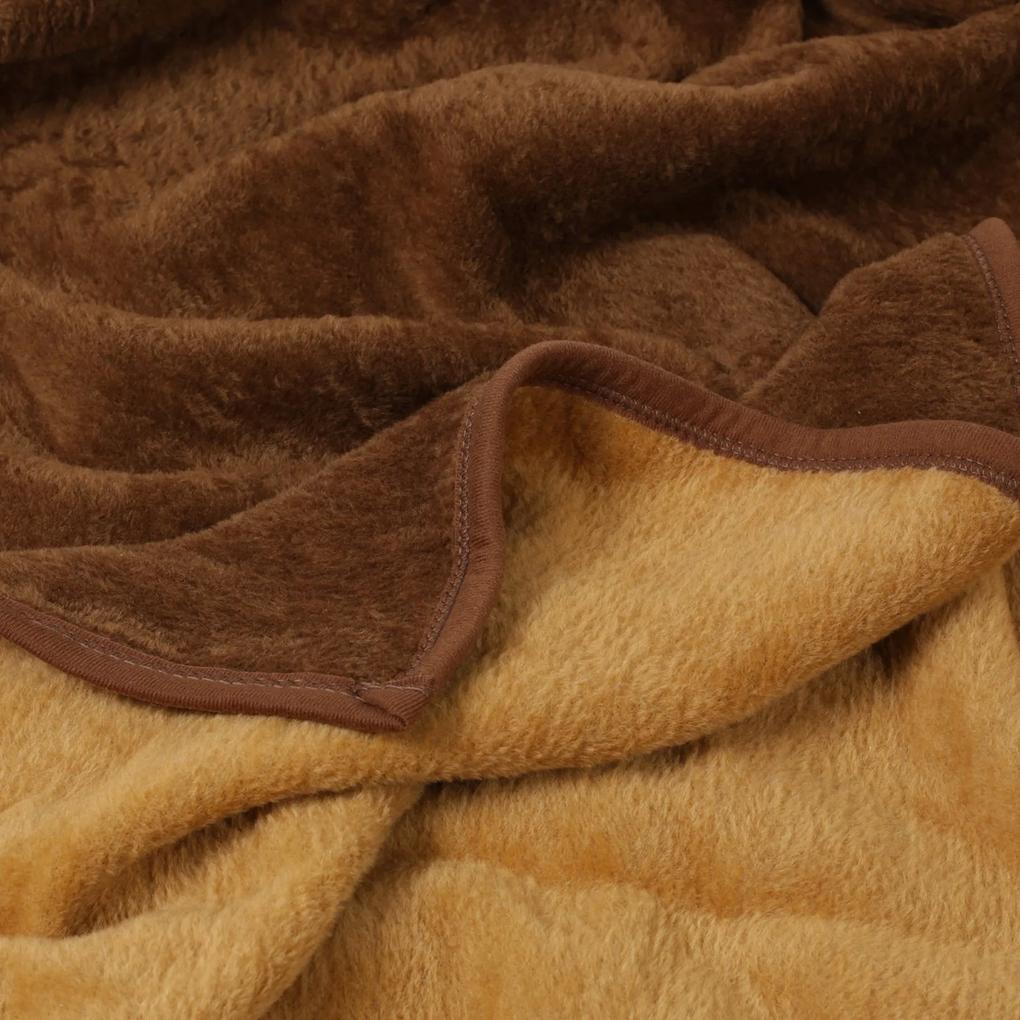 Goldea kvalitní česaná deka - hnědá/béžová 150 x 200 cm