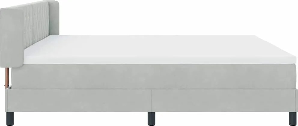 Postel s boxspringem s čelo Světle šedá 200 x 200 cm samet 3341432