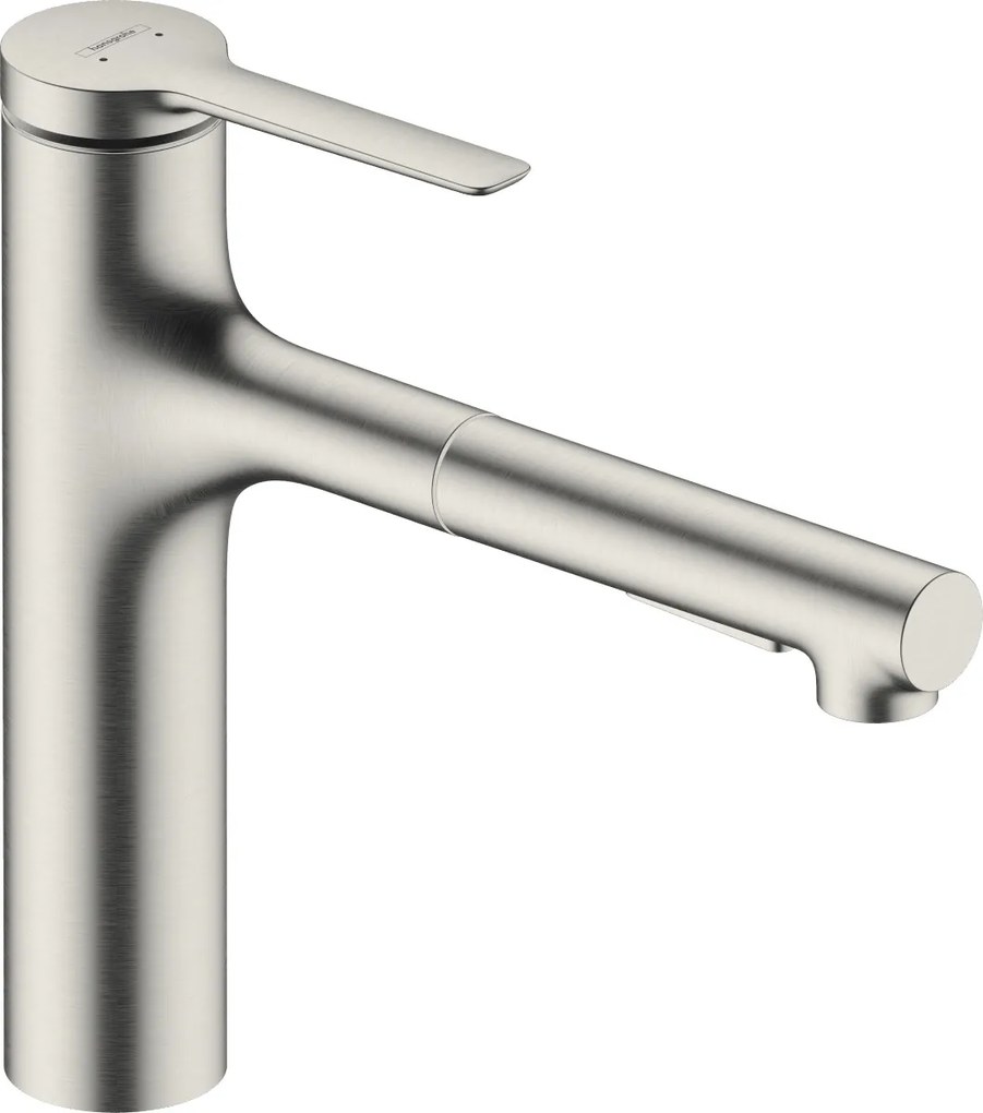 Dřezová baterie Hansgrohe Zesis M33 s vytahovací sprškou, 2 proudy nerez 74823800