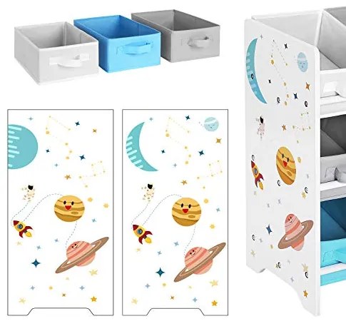 Dětský regál na hračky s 9 boxy, motiv vesmír GKR033WZ01