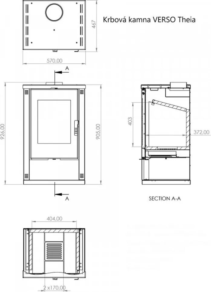 Krbová kamna VERSO Theia, slonová kost