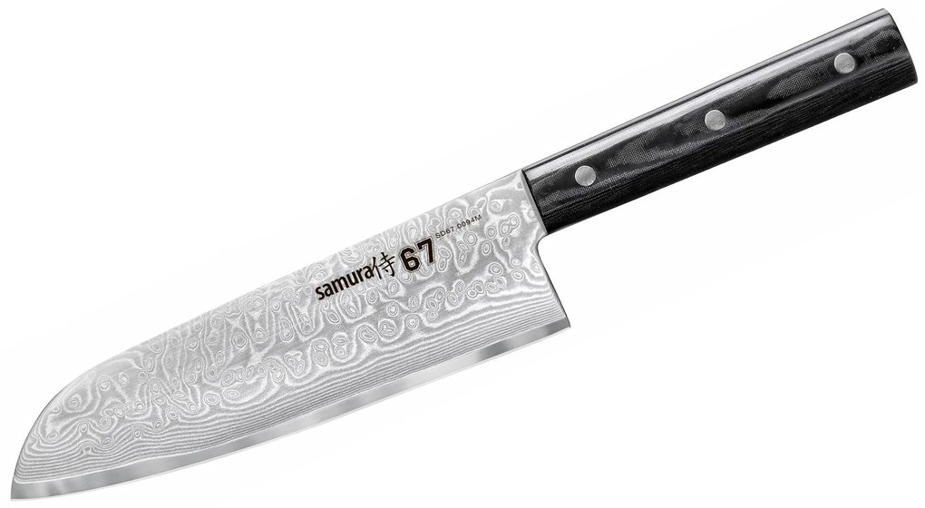Kuchyňský nůž samura damascus 67 nůž santoku 17,5 cm