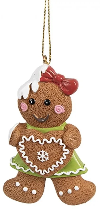 Hnědá vánoční závěsná ozdoba holčička Perníček Gingerbread - 5*1*8 cm