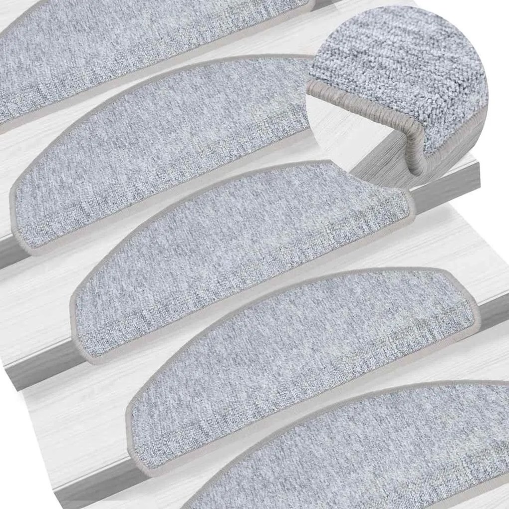 Schodové rohože 20 ks 65 x 24 x 4 cm světle šedé, půlkulaté, velké 3365792