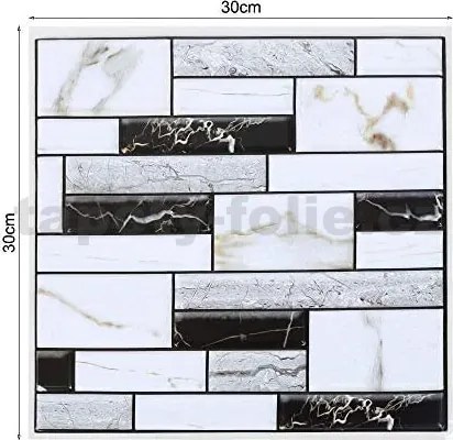Samolepící PVC 3D panely TPWP509, rozměr 30 x 30 cm, šedo-černý obklad, IMPOL TRADE