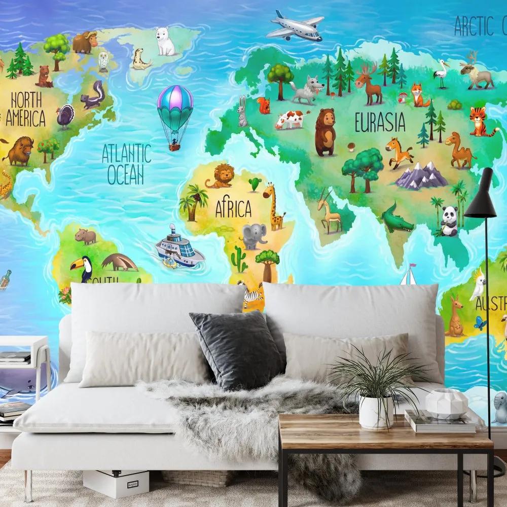 Fototapeta Mapa Světa S Faunou Samolepící tapety 312x219