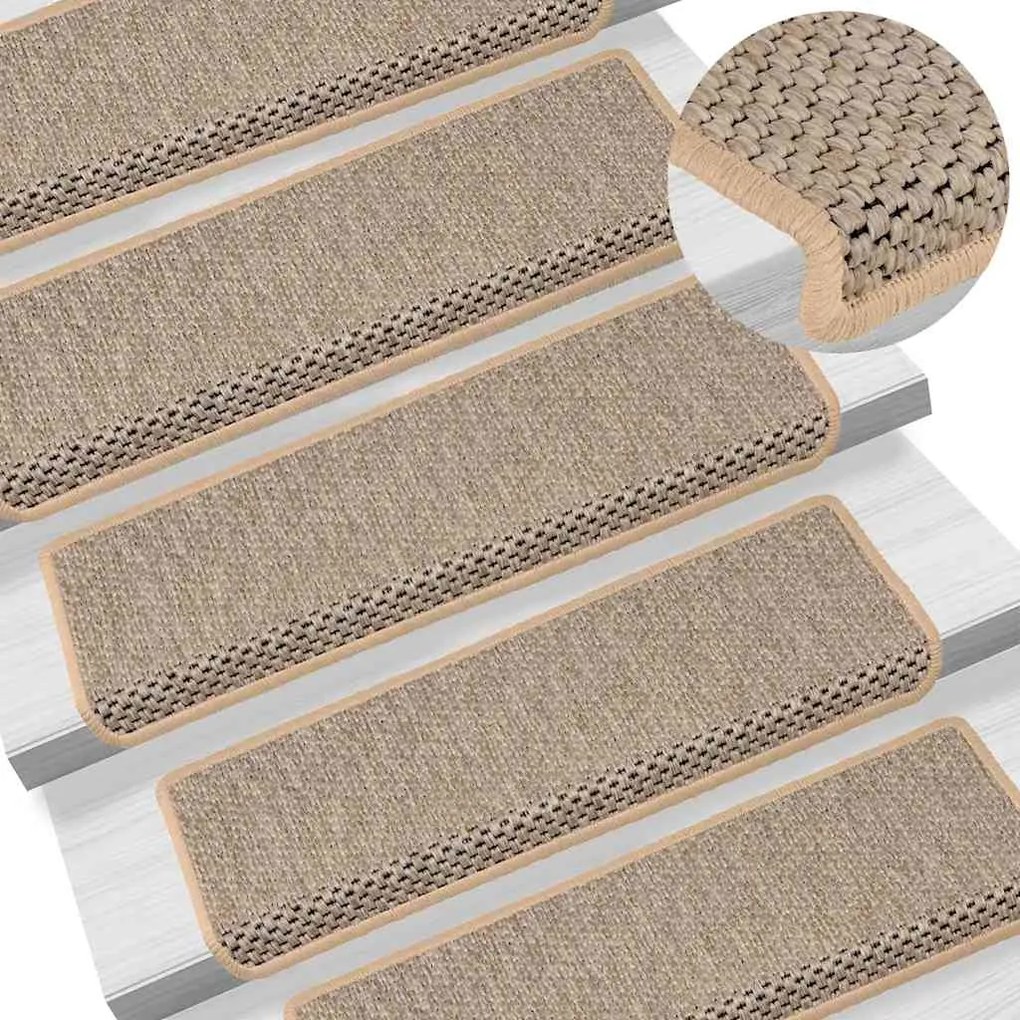 Samolepicí rohože na schody Sisal-Look 30 ks světle béžová 3365892
