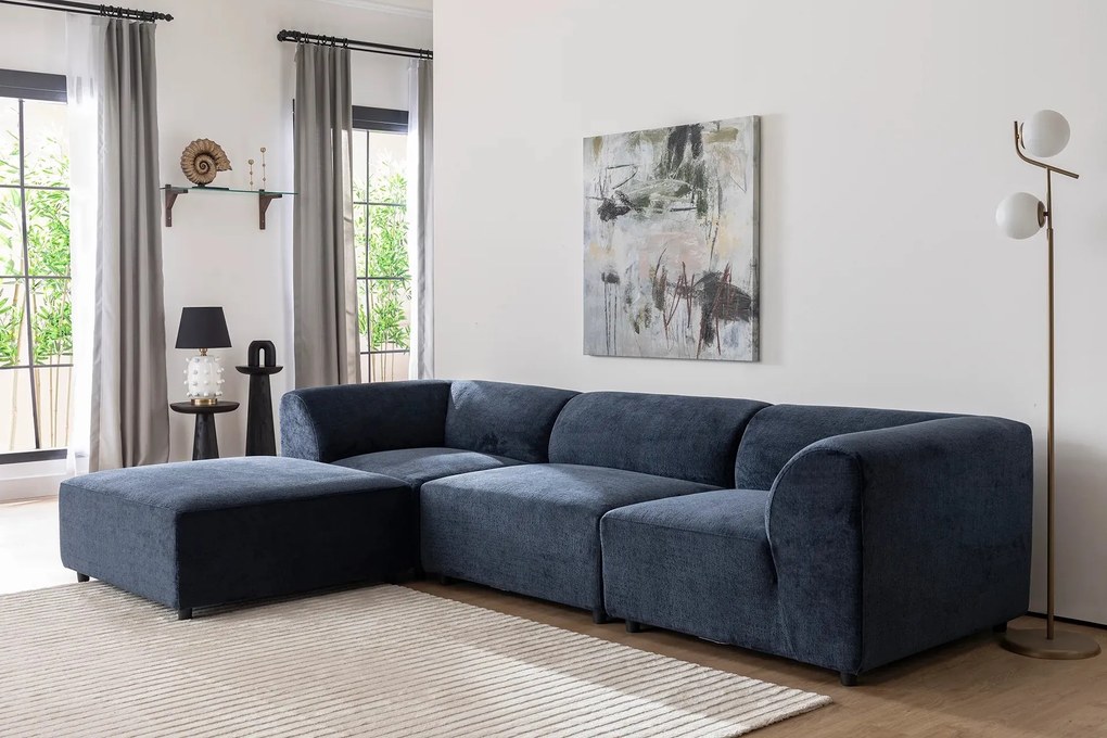 Hanah Home Rohová pohovka ALPHA modrá levá