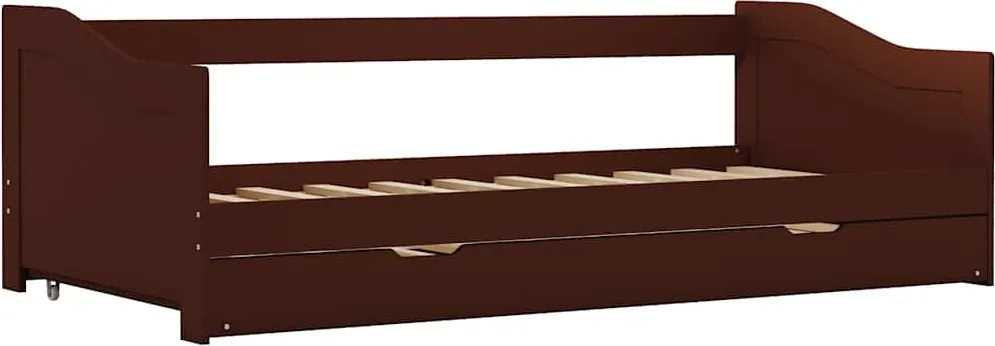 Rám vysouvací postele/pohovky tmavě hnědý borovice 90 x 200 cm 283152