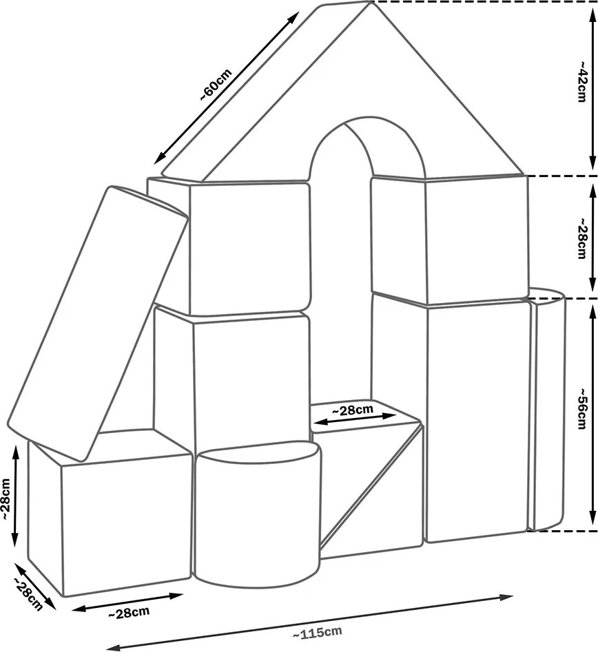Pěnové kostky-obří stavebnice 11 ks white-light pink-grey