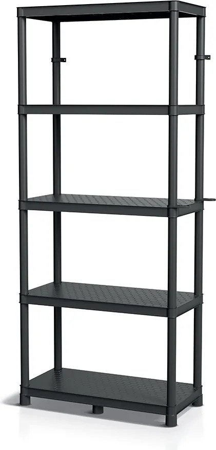 Prosperplast Regál plastový 5 polic STACKARO MIDDLE 74 x 36 x 172,5 cm - černý