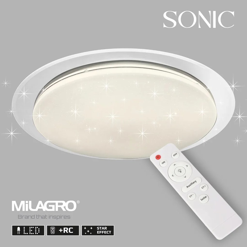 Stropní LED svítidlo Sonic, 1x LED 24w, 3000-6000k, w, (fi 40cm), s ovladačem