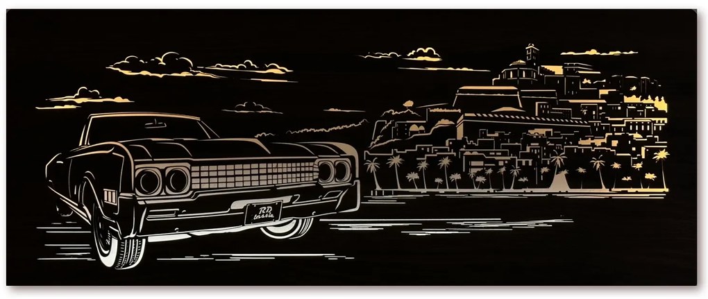 Li-Go "Oldsmobile" světelný obraz 230V 120x50cm provedení povrchu: jedle