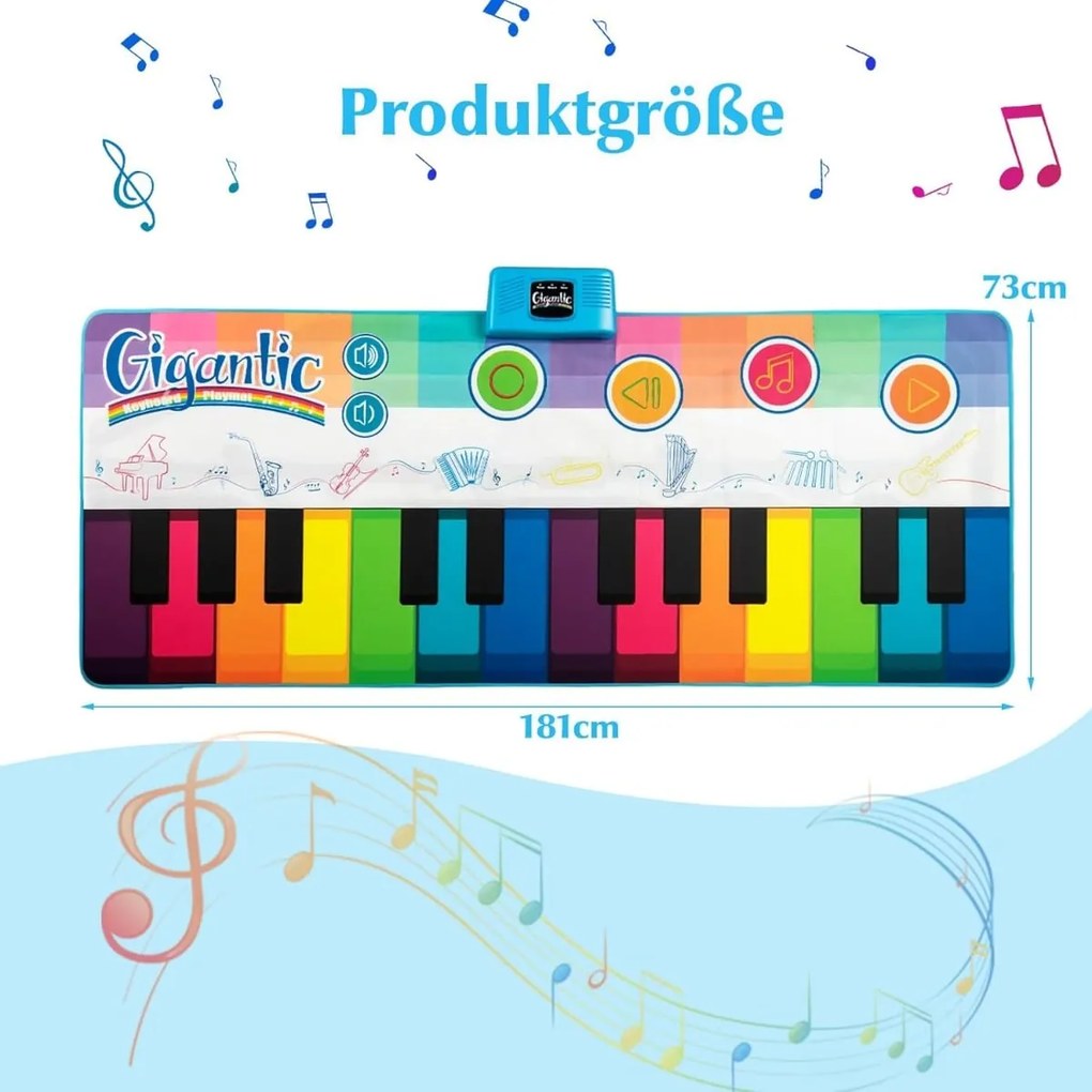 Costway Hudební podložka dětská podložka na klavír s 8 hudebními nástroji