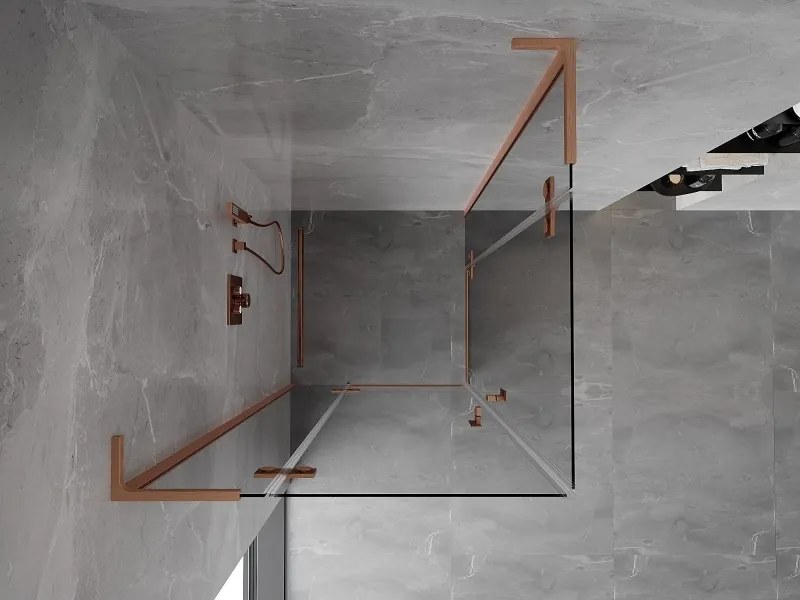 Mexen Mist-H L Duo, 2-křídlý sprchový kout 120 x 120 cm, čiré sklo, měděný matný profil, 8A5L-120L-120P-65-00