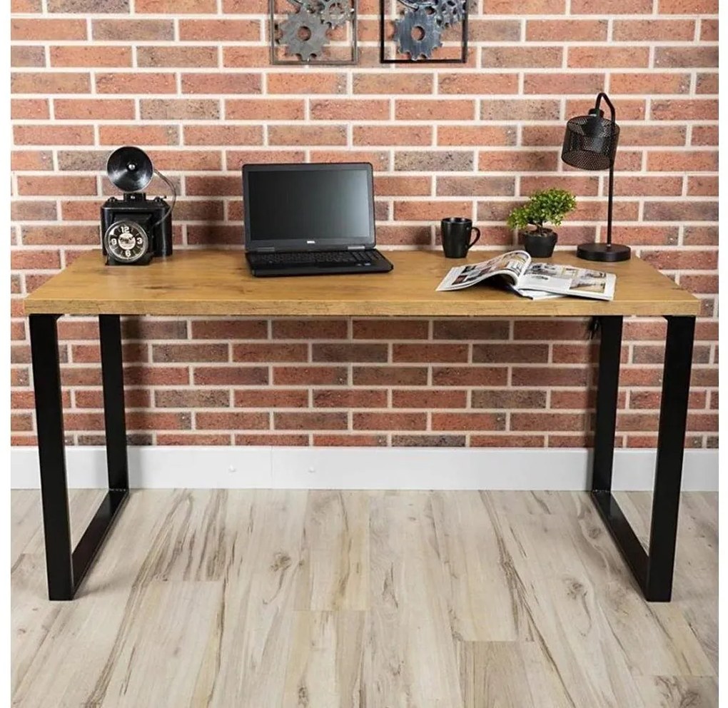 HowHomely Pracovní stůl BLAT 160x60 cm černá/hnědá HH-BL-118-BM-MDF