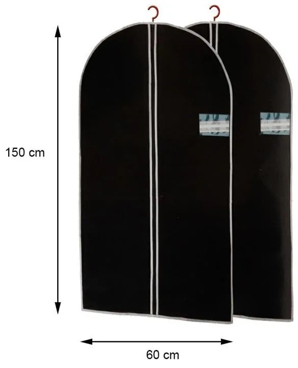 Sada 2 obalů na oblečení 60x150 cm černý