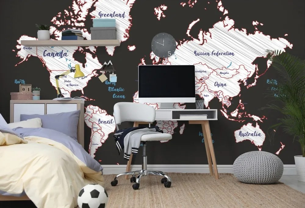 Samolepící tapeta jedinečná mapa světa - 300x200 cm