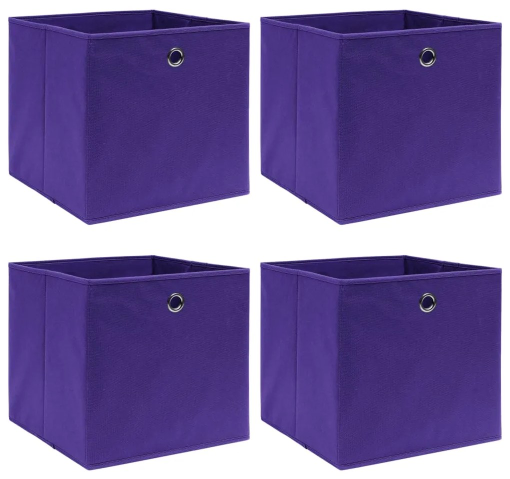 288353 vidaXL Úložné boxy 4 ks fialové 32 x 32 x 32 cm textil