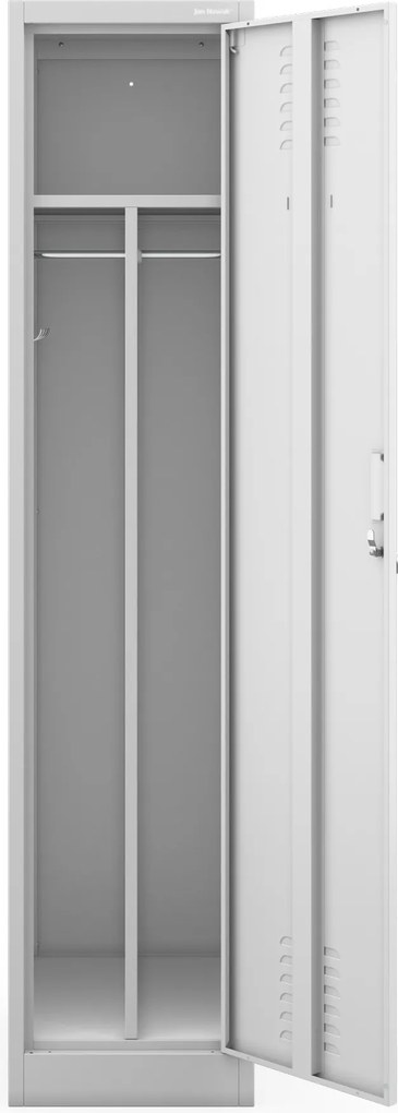 Dvoukomorová šatní skříň pro zaměstnance šedá, 400x1800x500 mm: KACPER 1 Plus